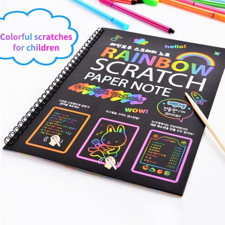 ACCEDE 2pcs Scratch Art Book Safe Educational Rainbow scratch booklet ...