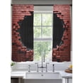 Brick Wall Sheer Curtains 63 Inch Length 2 Panels Set, Brick Red Ruined ...