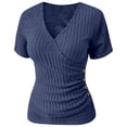 Angala Womens Top V Neck Short Sleeve Solid Blouse Summer Slim ...