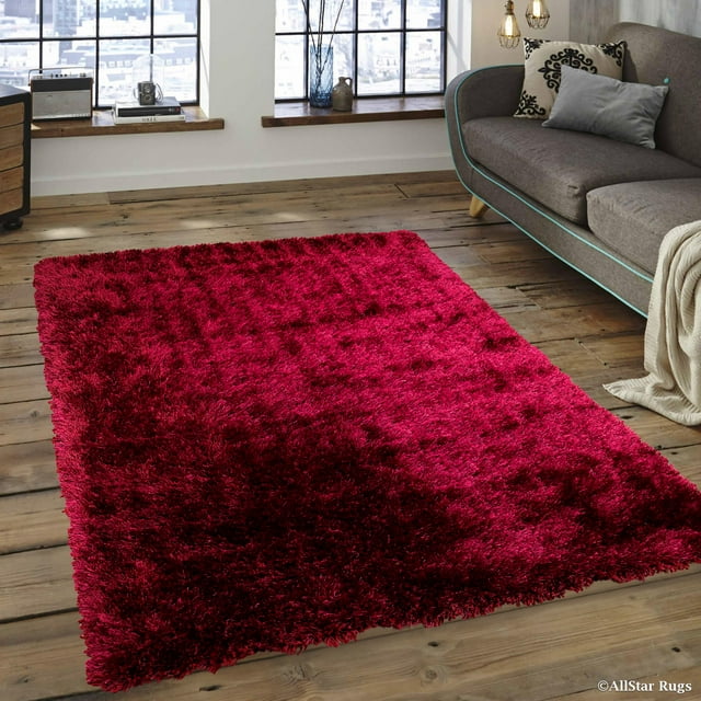 Allstar Burgundy High Density and High Quality High End Shaggy Area Rug ...