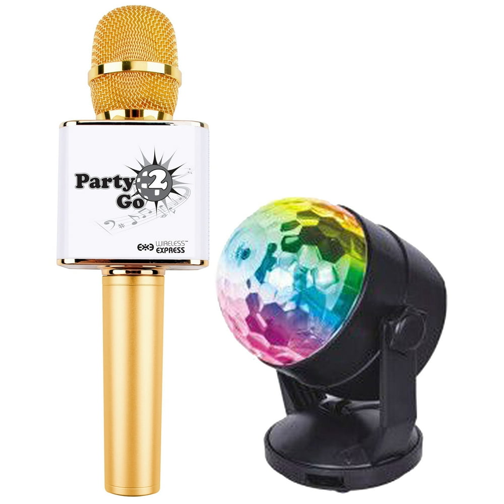 Party2Go Bluetooth Karaoke Microphone and Disco Ball Set (Gold ...