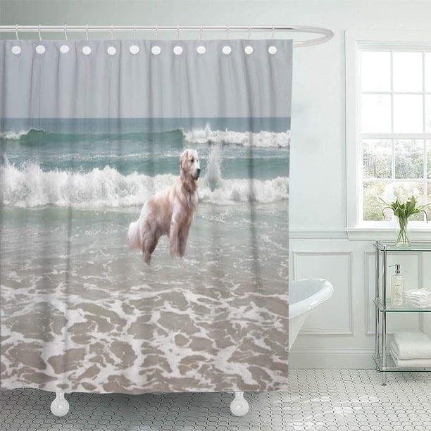 XDDJA Chiot Golden Retriever Ocean Dog Puppies Rideau de Douche 66x72 ...