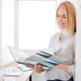 Blue Beige Triangles Round Ring Binder 3 Rings 1.5" Capacity File ...