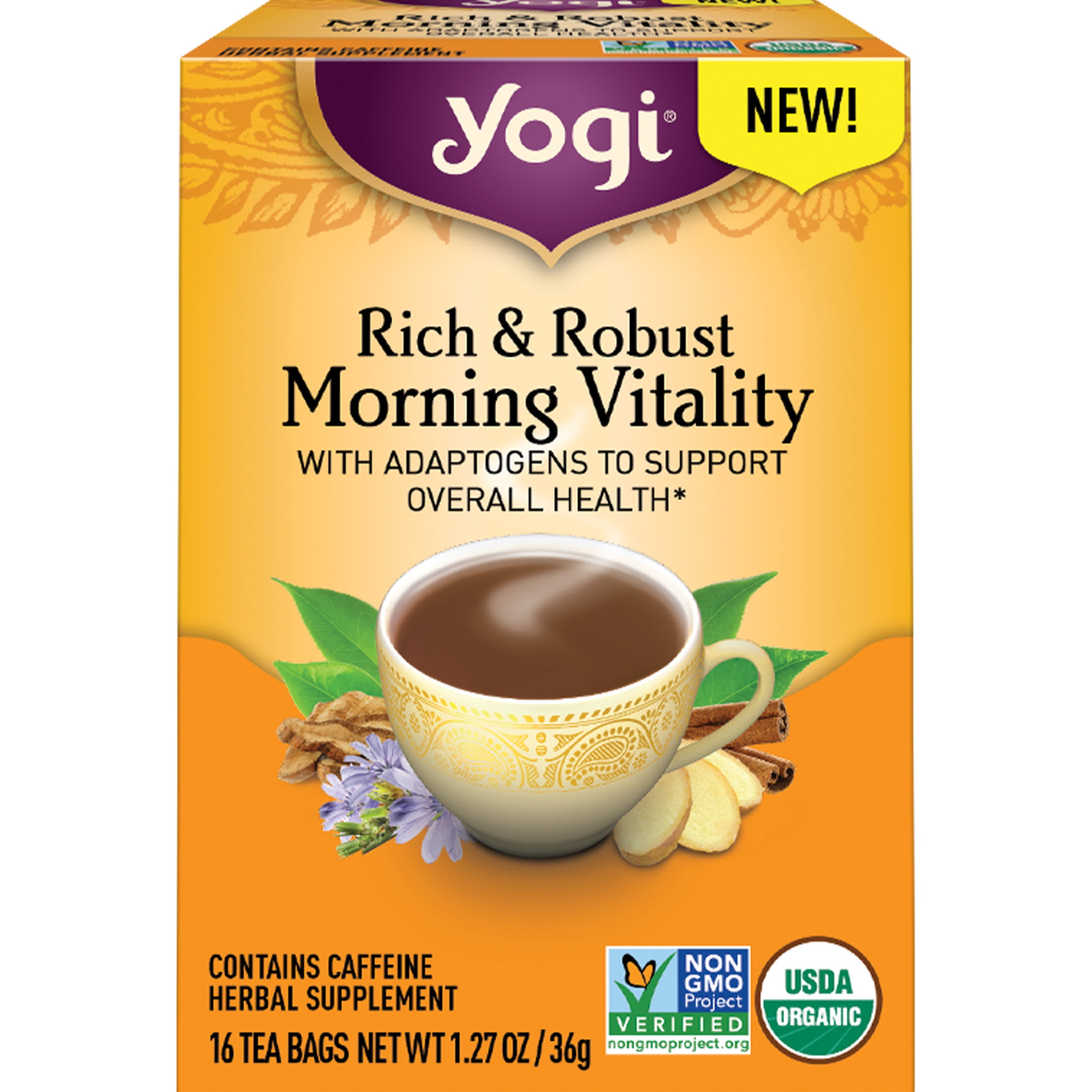Yogi Tea Rich & Robust Morning Vitality, Puerh Tea, Wellness Tea Bags ...