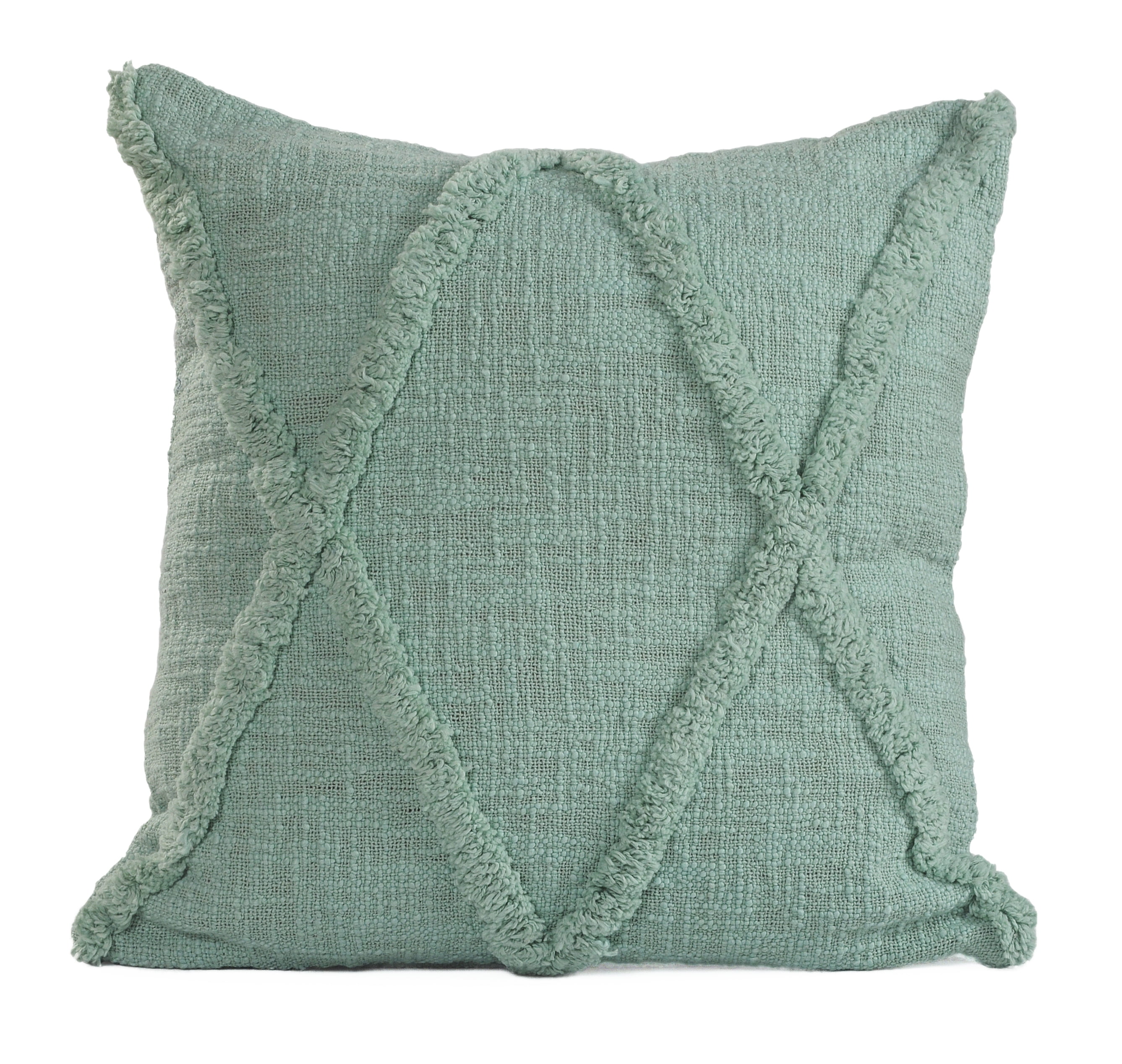 Ox Bay Tufted Misty Jade Green 18 in. Decorative Throw Pillow, Count ...