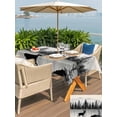 Black Deer Rectangle Outdoor Tablecloth with Umbrella Hole Mountain ...
