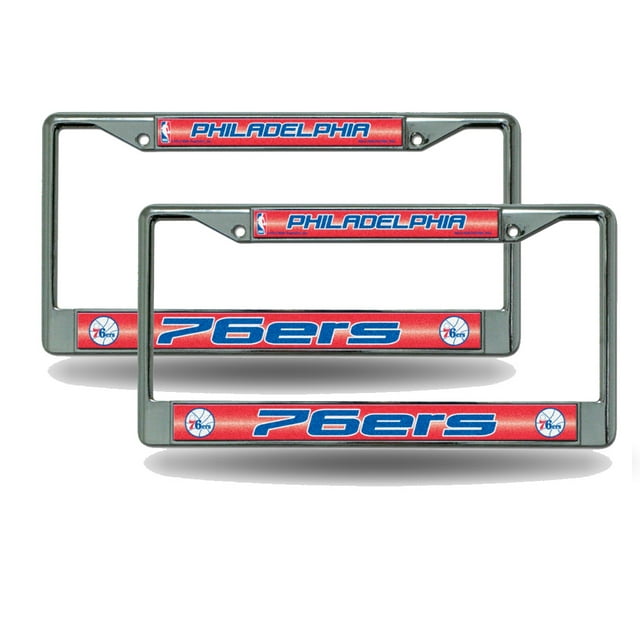 Philadelphia NBA 76ers Chrome Metal (2) Bling License Plate Frame Set ...
