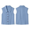 ClodeEU Women's Linen Peter Pan Collar Sleeveless Button Shirt ,Casual ...
