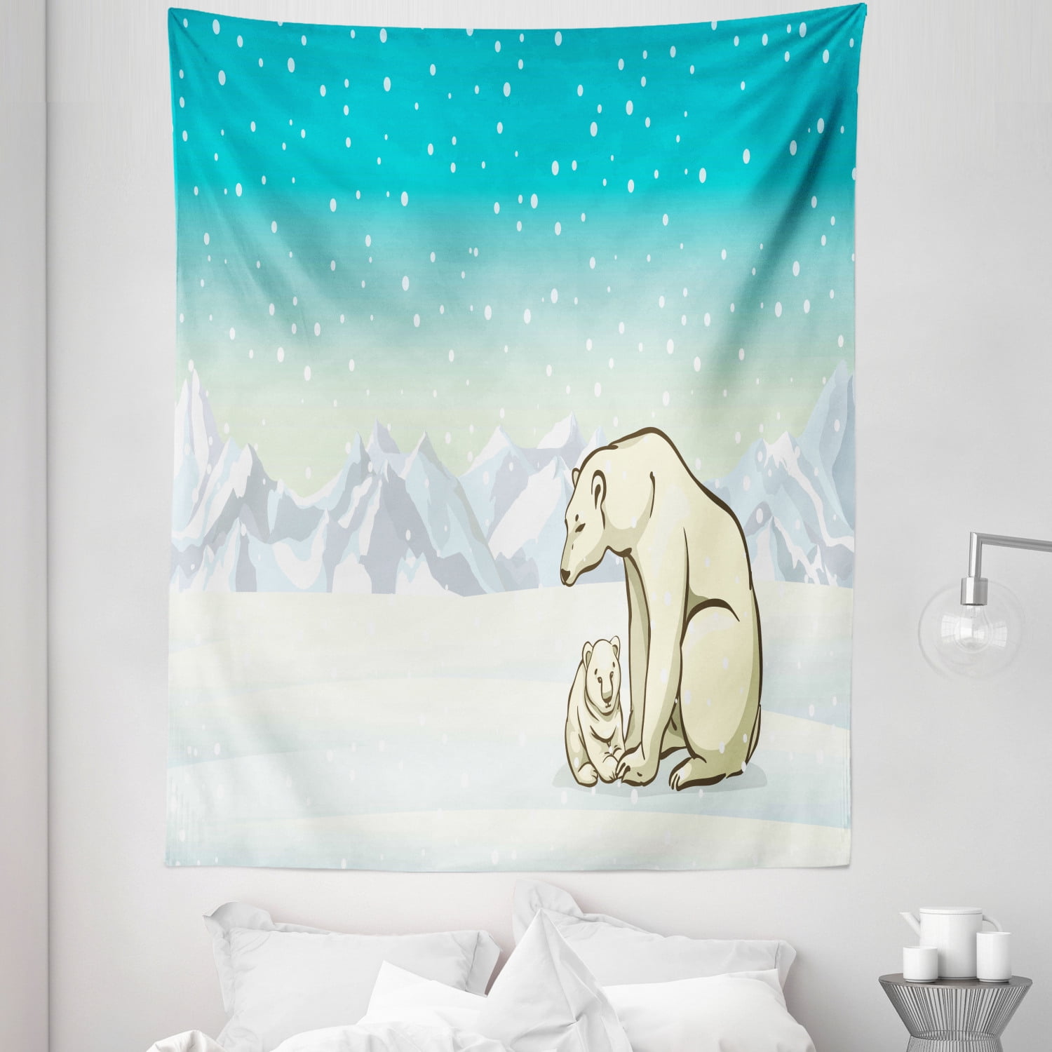 Polar Bear Tapestry, Northern Landscape Arctic Polar Bears on Snow Ice ...
