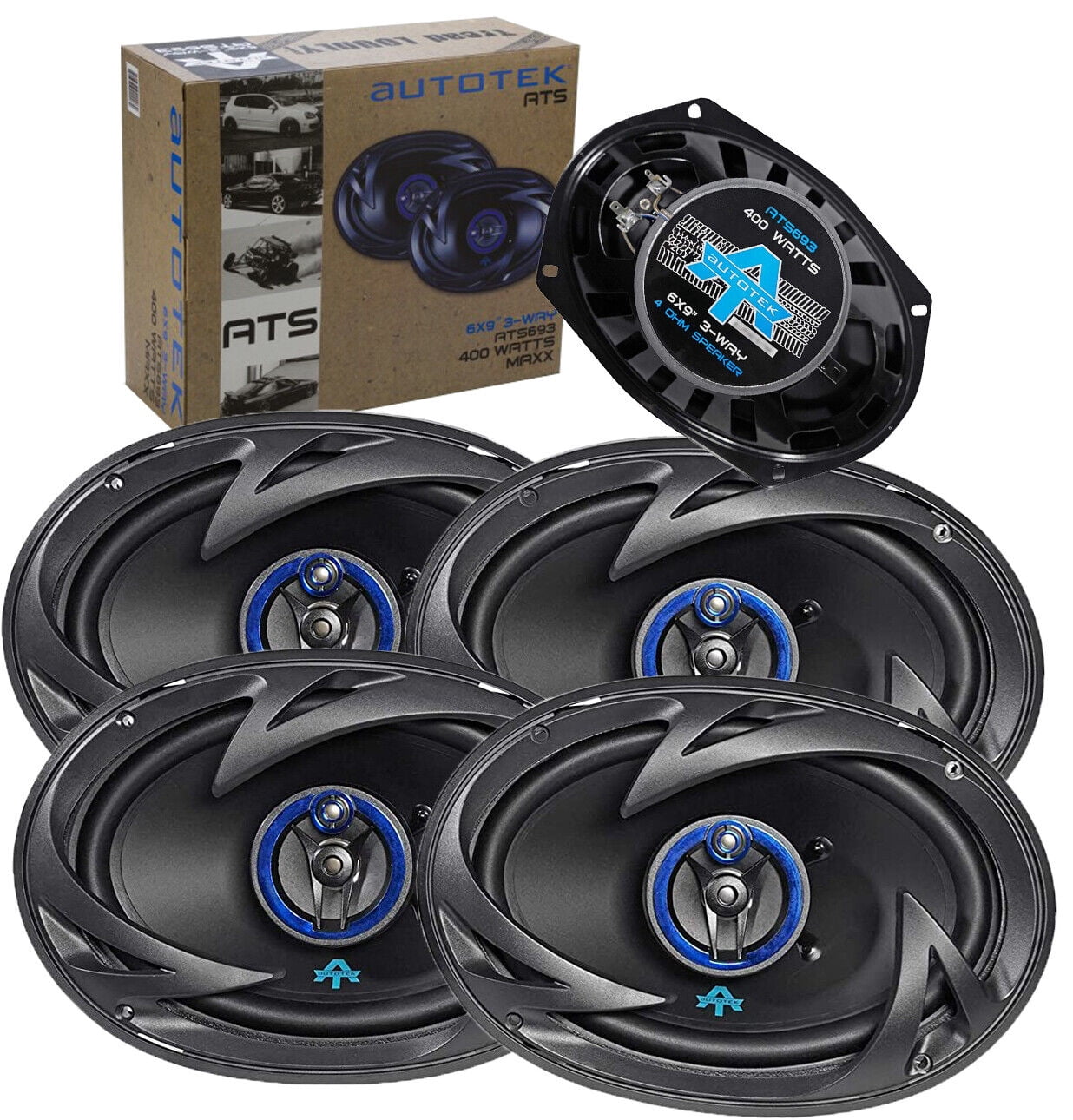 4x Autotek ATS693 Full Range 6x9" 800W Max Power 3-Way Automotive Car ...