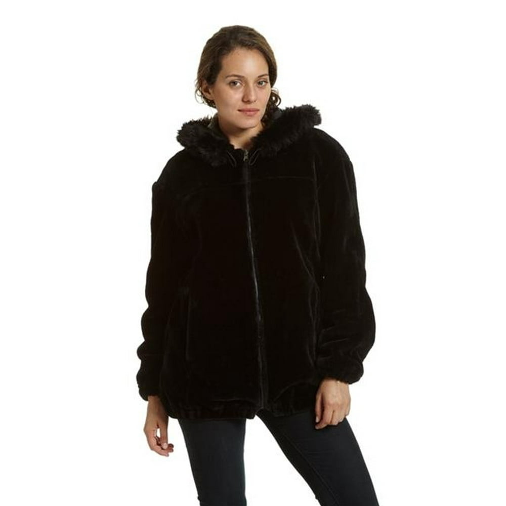 Excelled - Women's Reversible Faux Fur/Faux Leather Jacket - Walmart ...