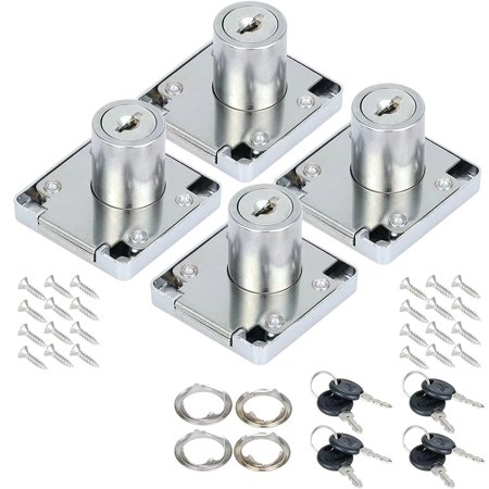 Set of 4 Cam Locks, 22mm Zinc Alloy Cabinet Lock, Security Cylinder ...
