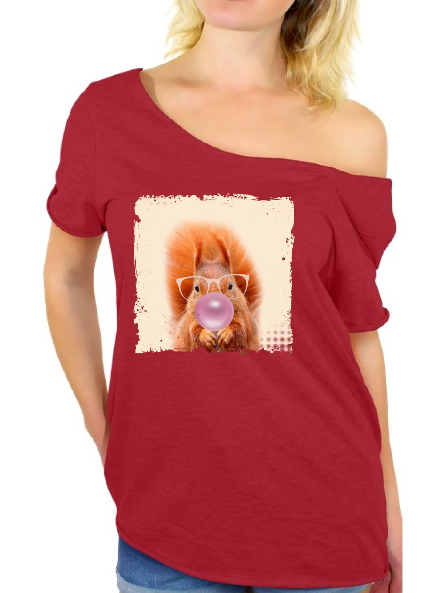 Awkward Styles Squirrel Ladies Off The Shoulder Shirt Women T Shirt ...