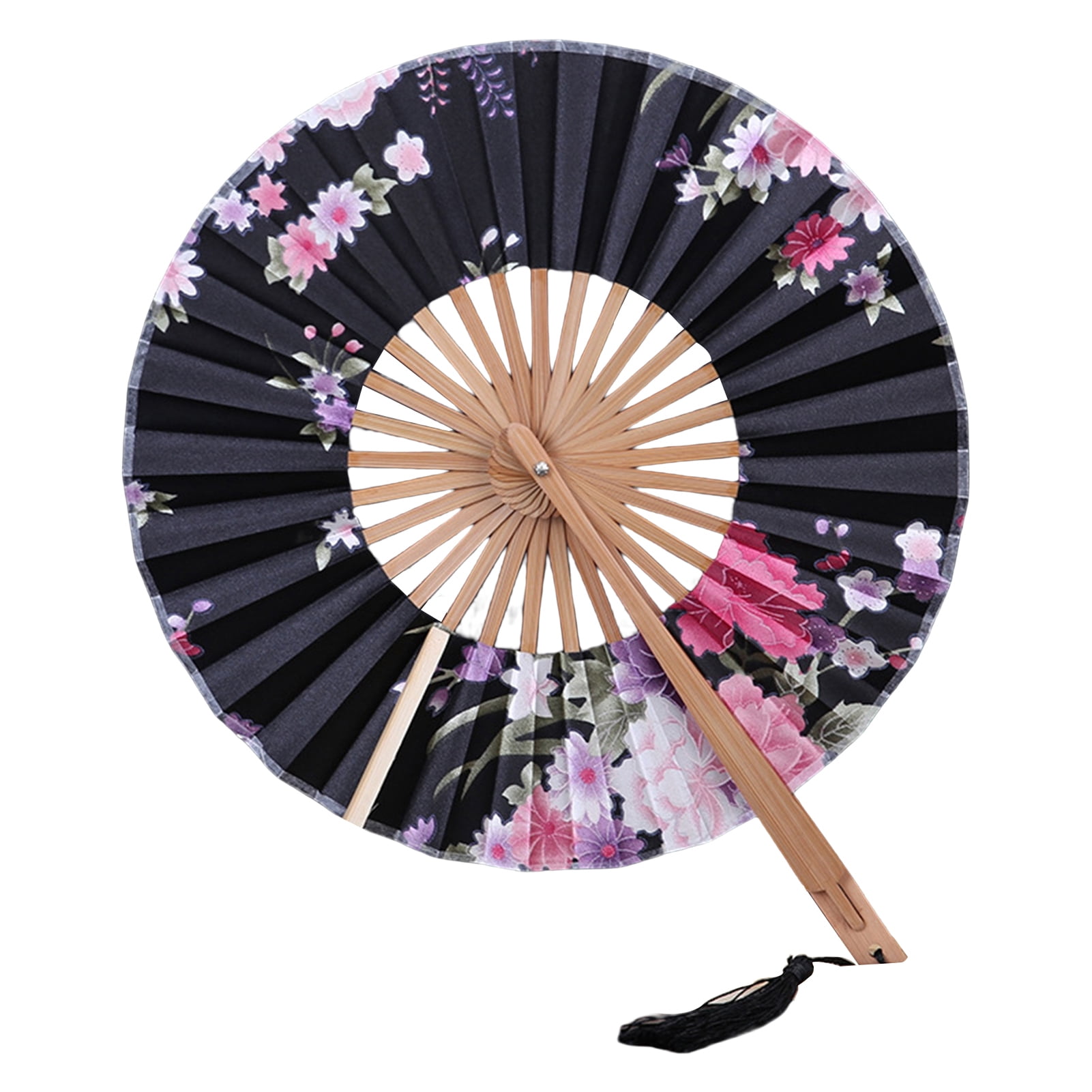 Farfi Ancient Classic Hand Fan with Tassel Dress Up Costume Bamboo ...