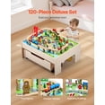 3 in 1 Wooden Train Table with 100 Colorful Blocks and Rolling Storage ...
