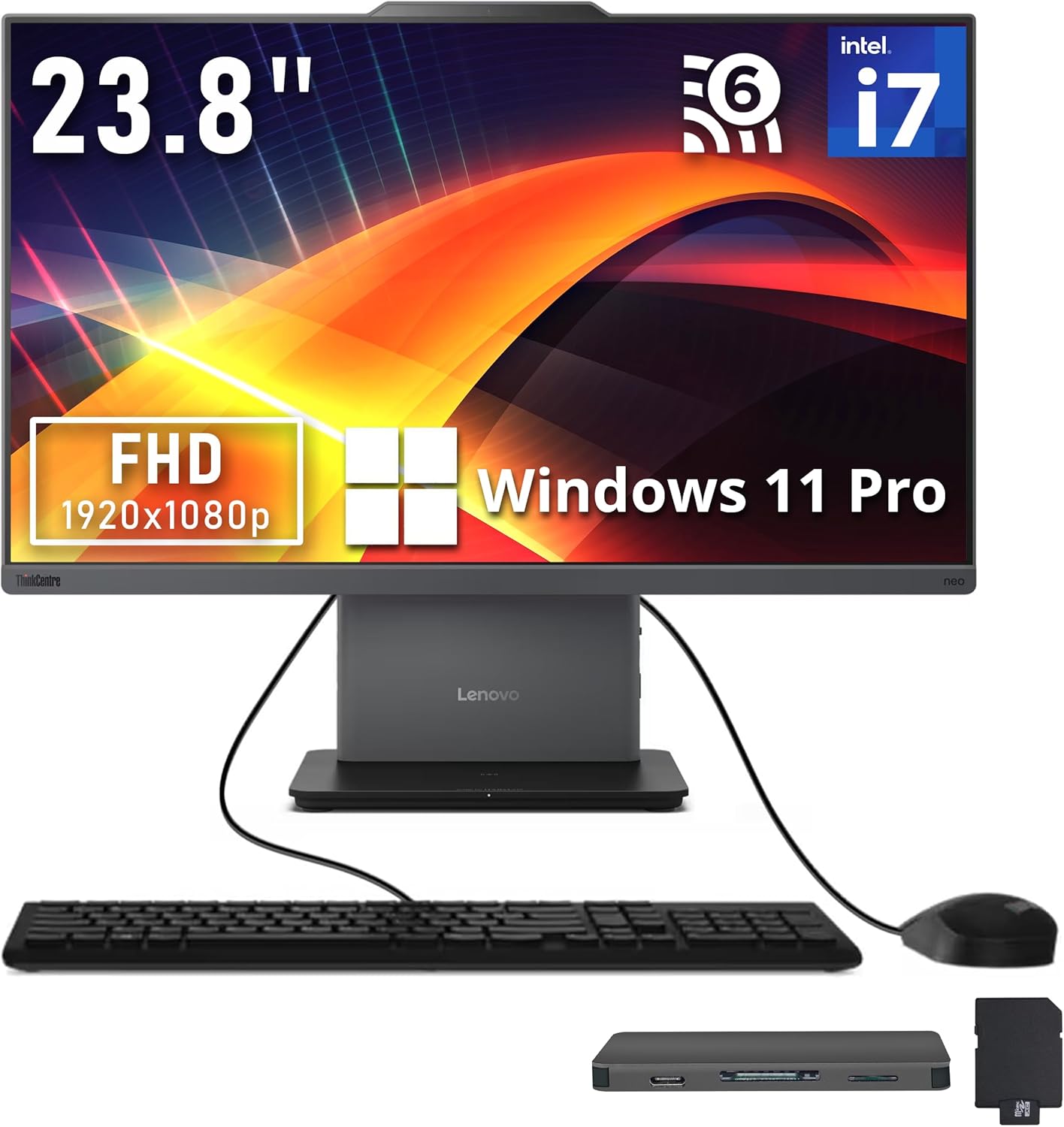 Lenovo ThinkCentre Neo 50a Business All-in-One Desktop, 23.8" FHD ...