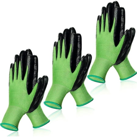 3 Pairs Bamboo Gardening Glove Soft Yard Glove Breathable Latex Coated ...