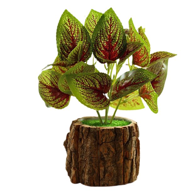 Planta falsa Planta realista: Maceta de madera Planta artificial ...