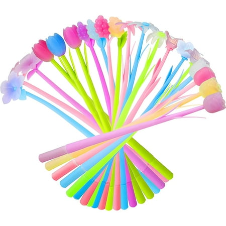 24 Pieces Assorted Color Changing Flower Pens Tulip Ballpoint Pens 0.5 ...