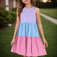 Big Girls Sundress Sleeveless Color Block Casual Skater Swing Girls ...