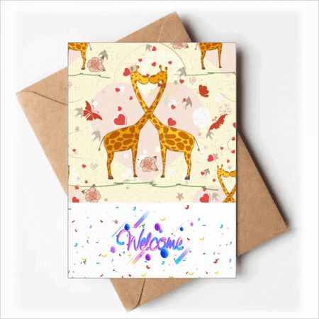 Yellow Kissing Giraffes Valentine's Day Welcome Back Greeting Cards ...
