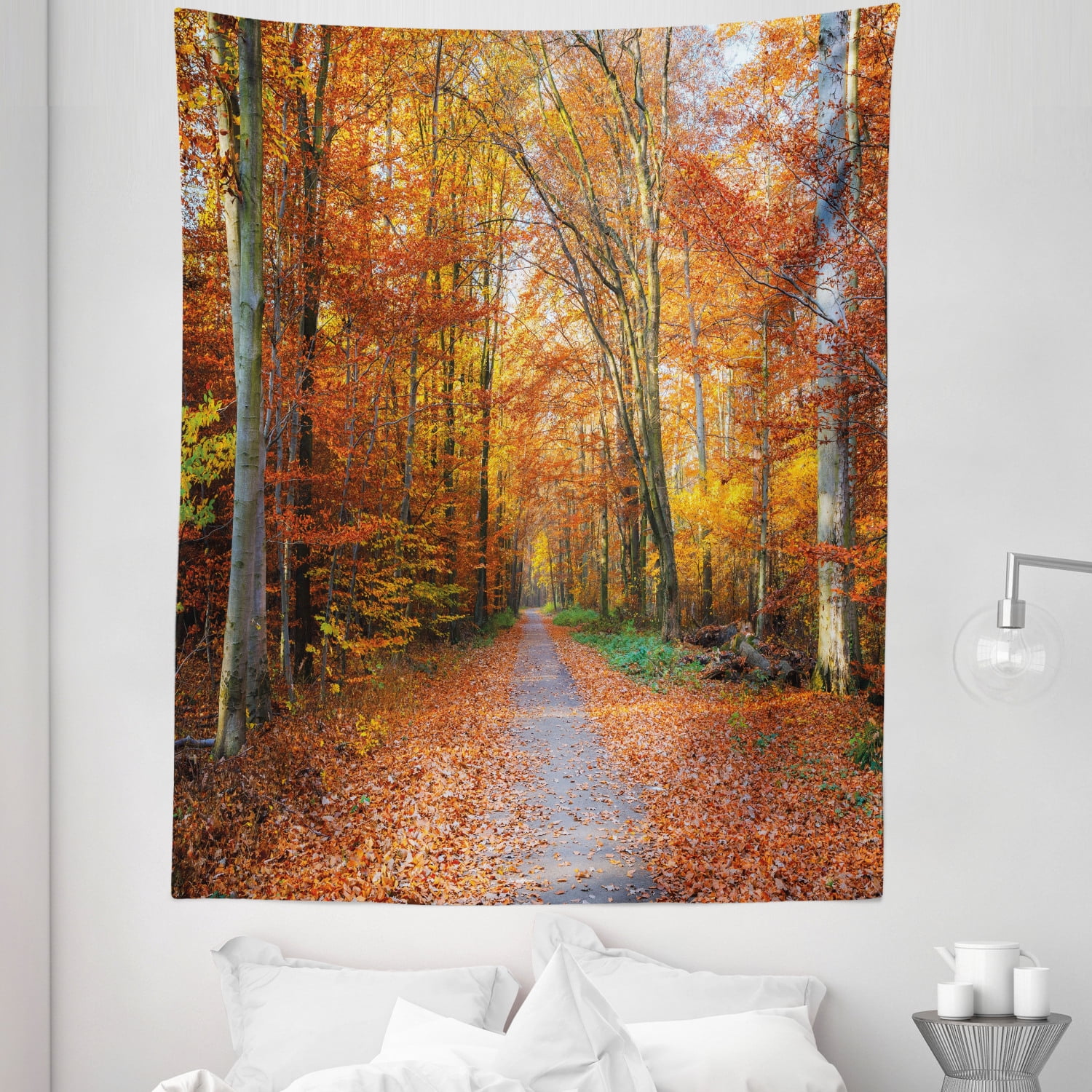 Fall Tapestry, Pathway Covered Fallen Leaves Through Autumn Forest ...