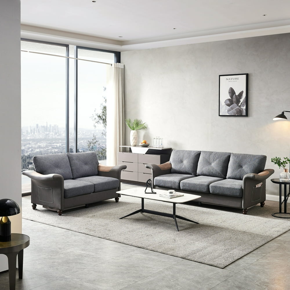 Gzxs 2 Pieces Living Room Sectional Sofa Set, Modern Sectional Sofa ...