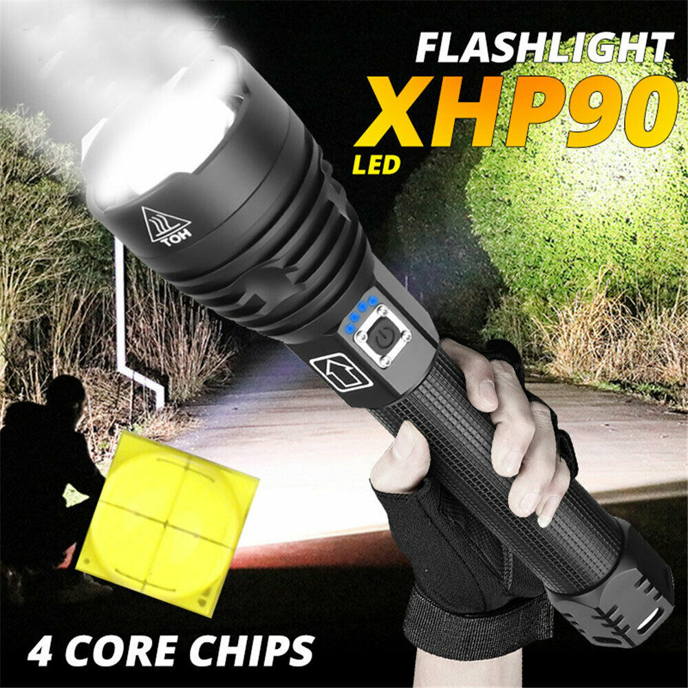 990000 Lumens Zoomable XHP90 LED USB Flashlight Torch | Walmart Canada