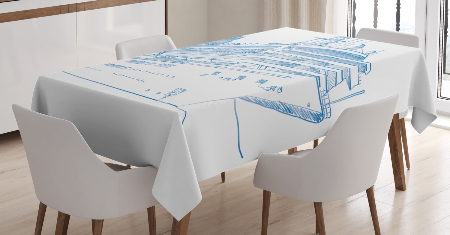 Ambesonne Marine Tablecloth Rectangular Table Cover, Cruise Liner Boat ...