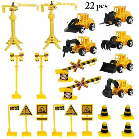 22PCS Construction Site Vehicles Toy Set Simulated Kids Engineering ...