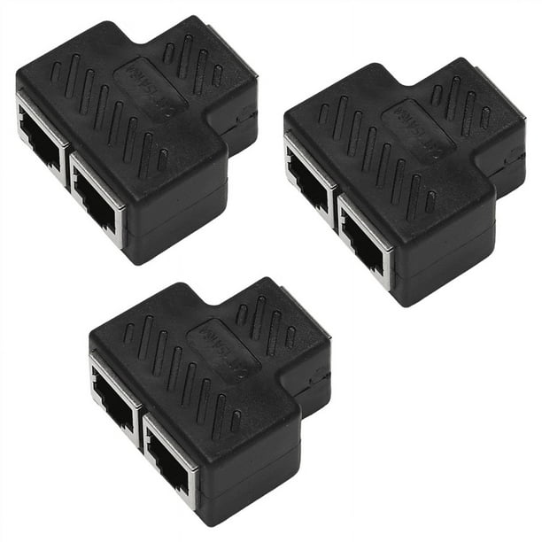 3X 2 Puerto RJ45 Splitter Adaptador LAN Red Extensor Ethernet Conector ...
