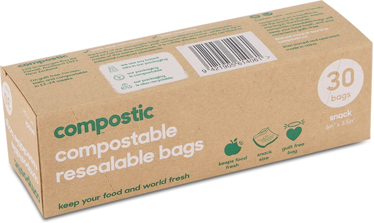 Compostic Resealable Snack Bags - 30 ct (Pack of 2) - Walmart.com