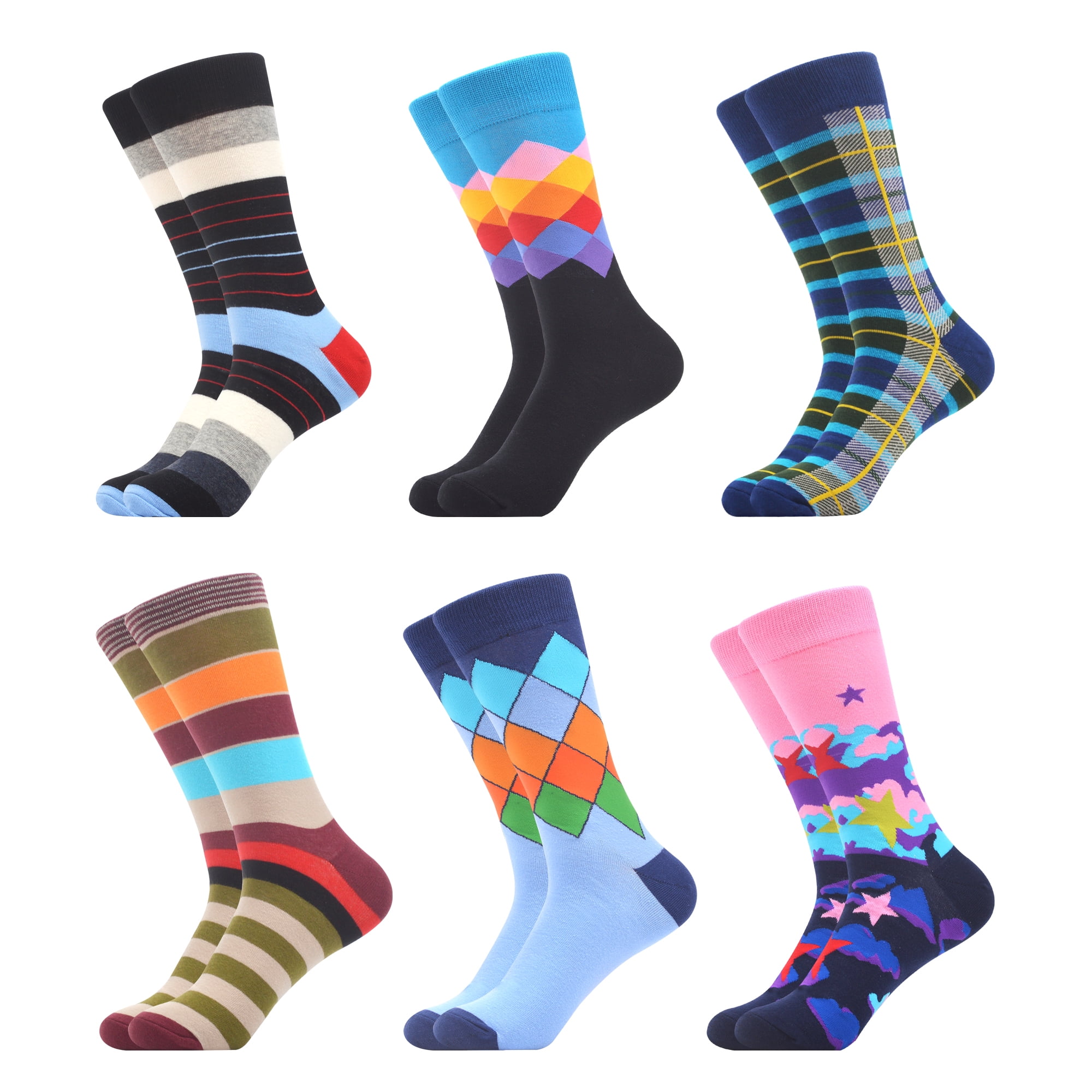 WeciBor Men's Colorful Argyle Combed Cotton Crew Socks Socks Size 10-13 ...