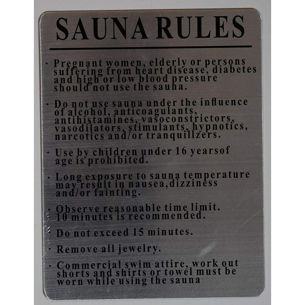 Sauna Rules Sign (White, Rust Free Aluminium 8.5x11) - Walmart.com ...