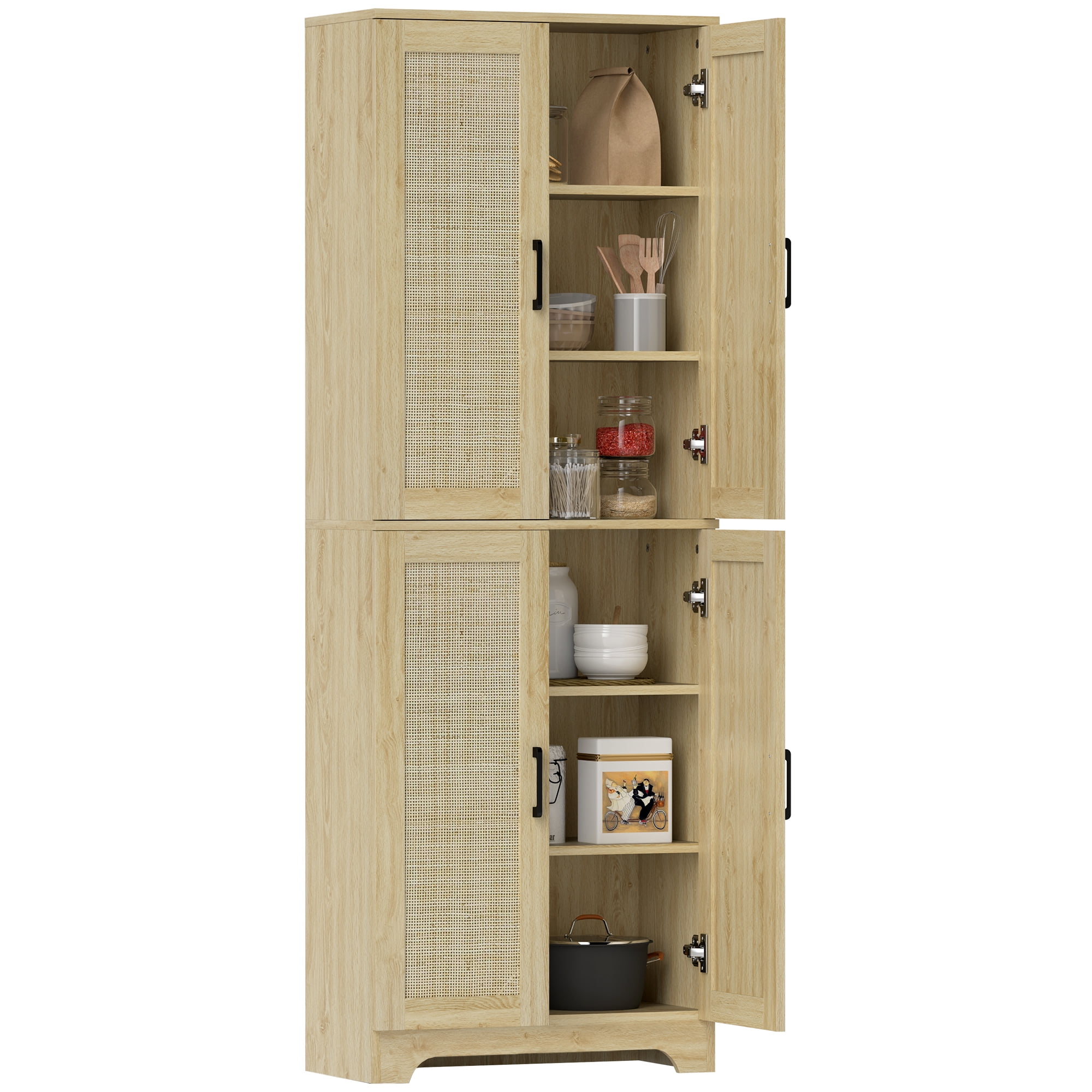Click here for Homcom Kitchen Pantry With 4 Rattan Doors And Adju... prices
