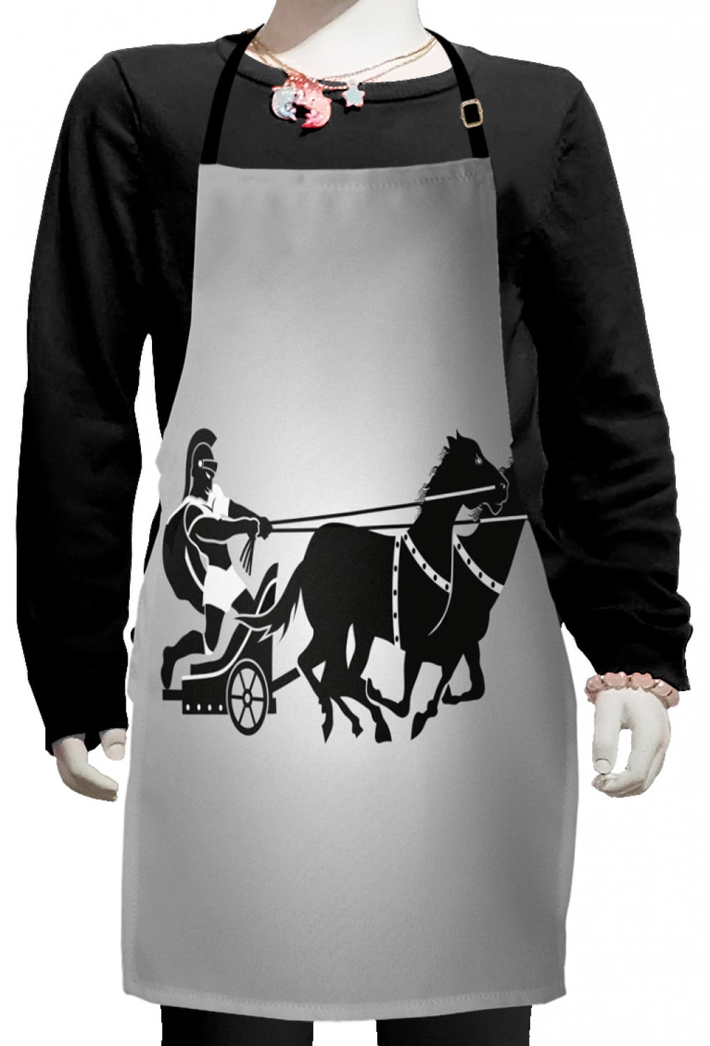 Retro Kids Apron, Mythological Chariot Gladiator with Horse Traditional ...