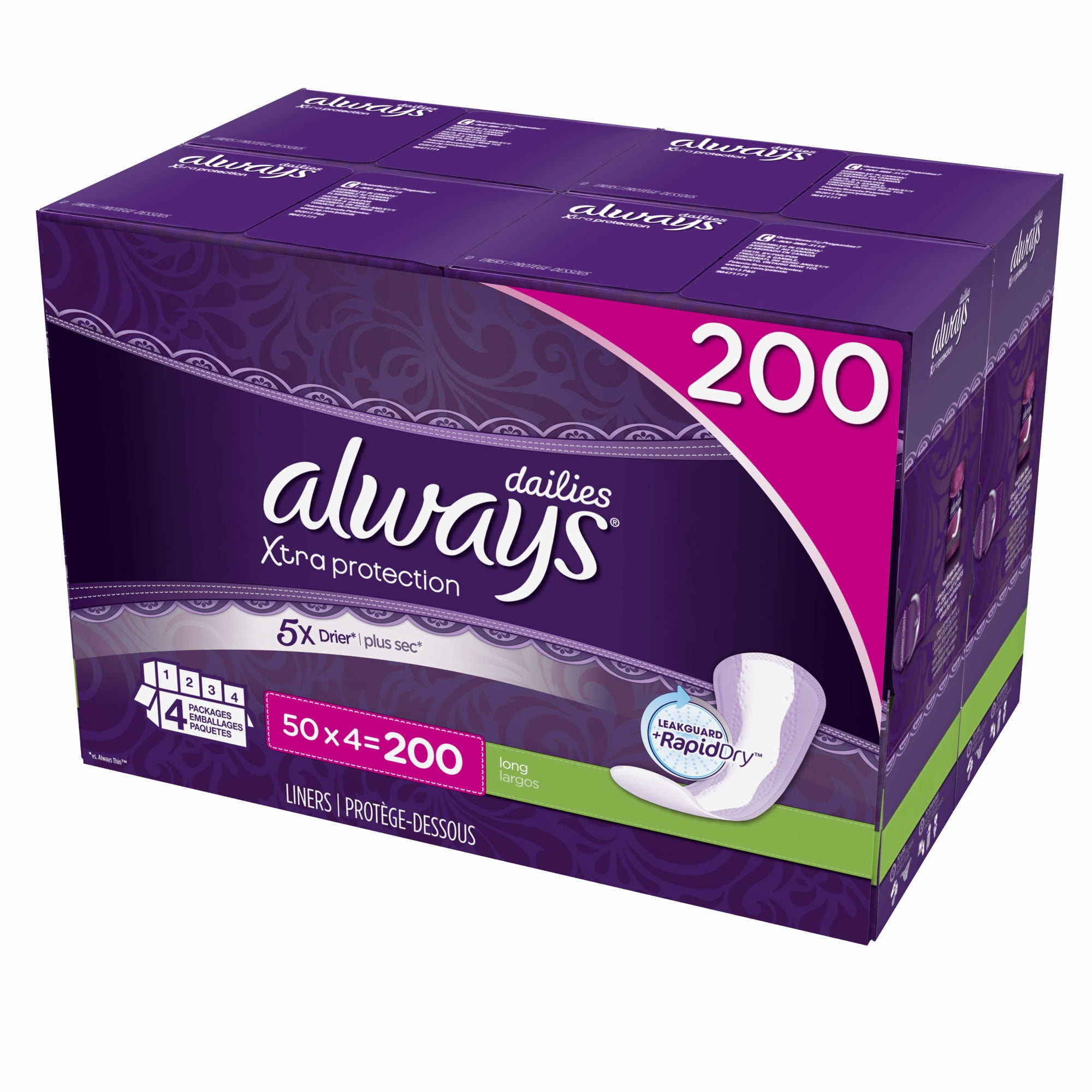 Product of Always Xtra Protection Pantiliners, 200 ct. - Feminine Care ...