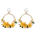 batmeuy 1 Pair Drop Earrings Round Circle Temperament Shiny Rhinestone ...