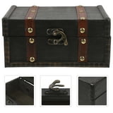 BERTDOMD Small Wooden Treasure Chest Rectangular Wood Storage Box With ...