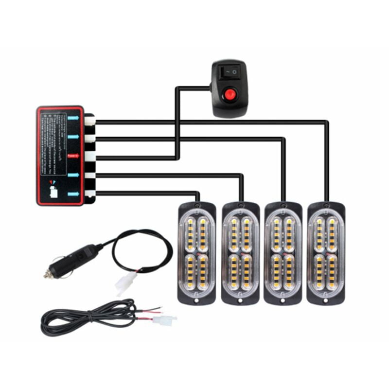 4 piezas 20 luces estroboscópicas LED 12V 1 en 1 luz estroboscópica ...