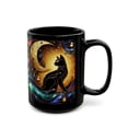 Black Cat Mug, Crescent Moon Halloween Cat Mug, Stained Galss Style ...