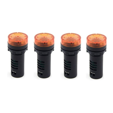 22mm AC/DC 220V Yellow LED Buzzer Flashing Alarm Signal Indicator Light ...