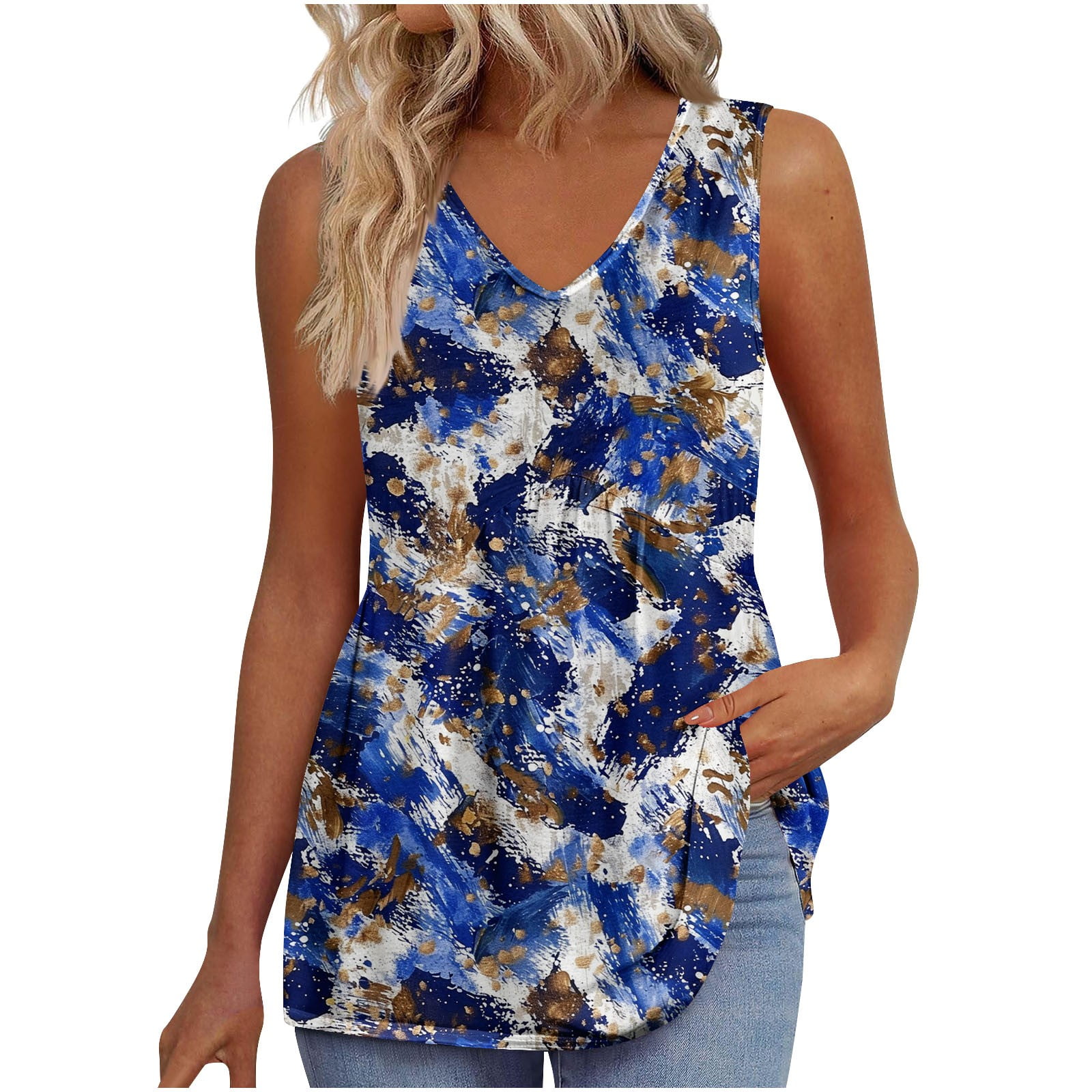 Click here for Yanlir Ladies Printed V Neck Sleeveless Tank Tops... prices