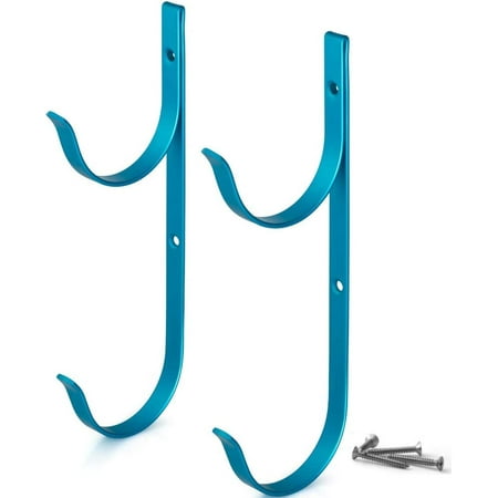 Qianli Set of 2 premium blue aluminum pool pole brackets, ideal hooks ...