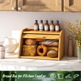 Bread Box for Kitchen Countertop, Large Bamboo Wood Bread Box, Wooden ...