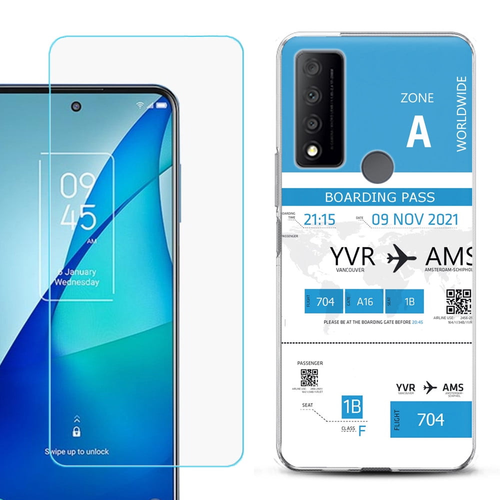 Slim-Fit Gel TPU Phone Case for TCL 4X 5G, with Tempered Glass Screen ...