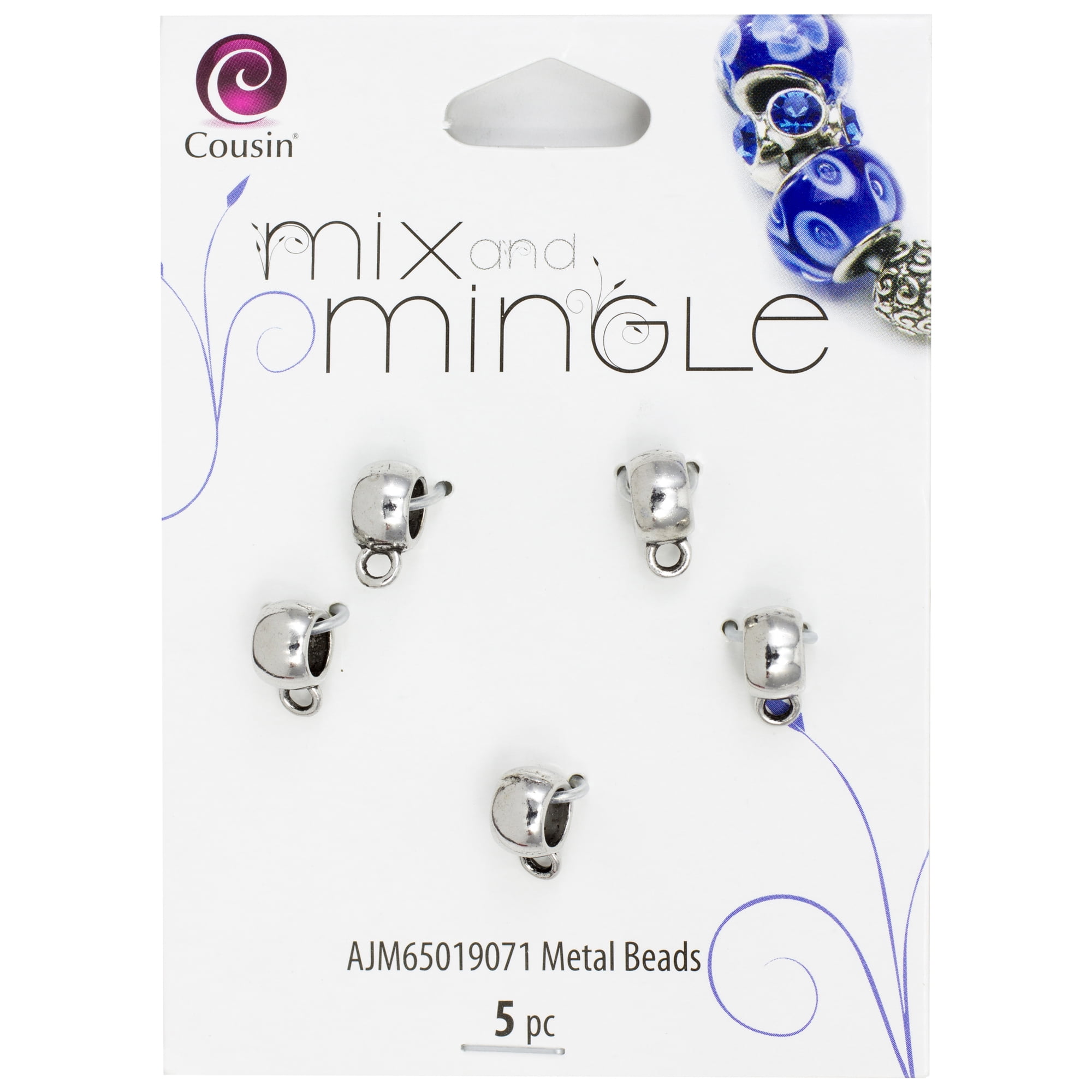Cousin DIY Metal Bead with Loop, 5 Piece, Silver Finish - Walmart.com