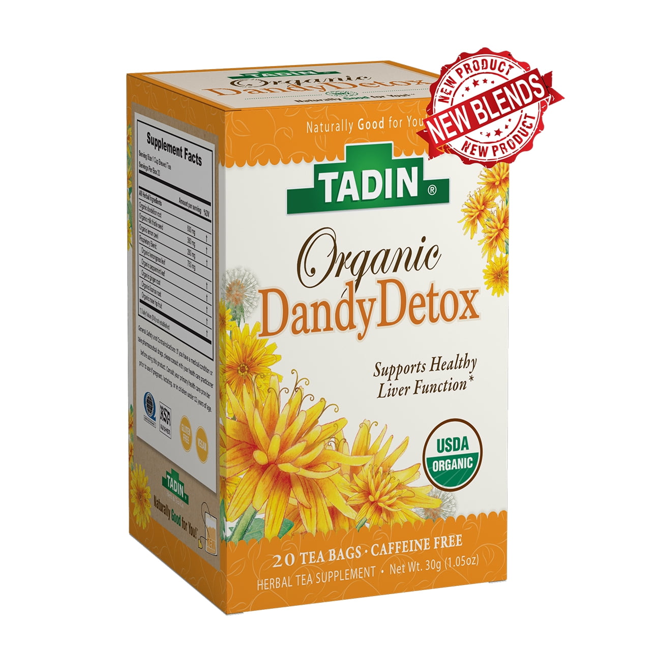 Tadin Organic Dandy Detox Herbal Tea. Detoxifies and Supports Healthy ...