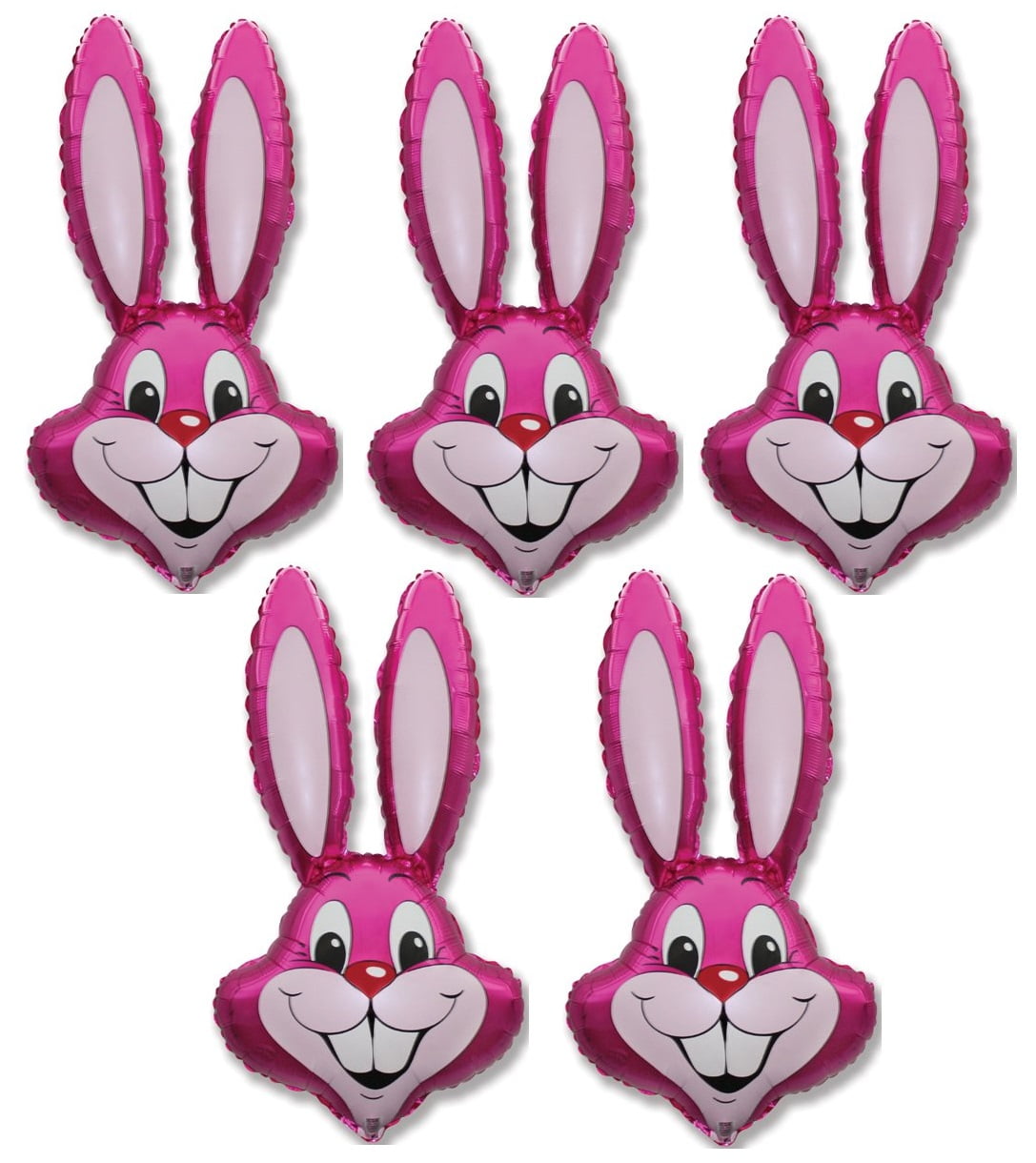 5 Count 37" Bright PINK Rabbit Bunny Head Shaped Easter Basket Stuffing ...