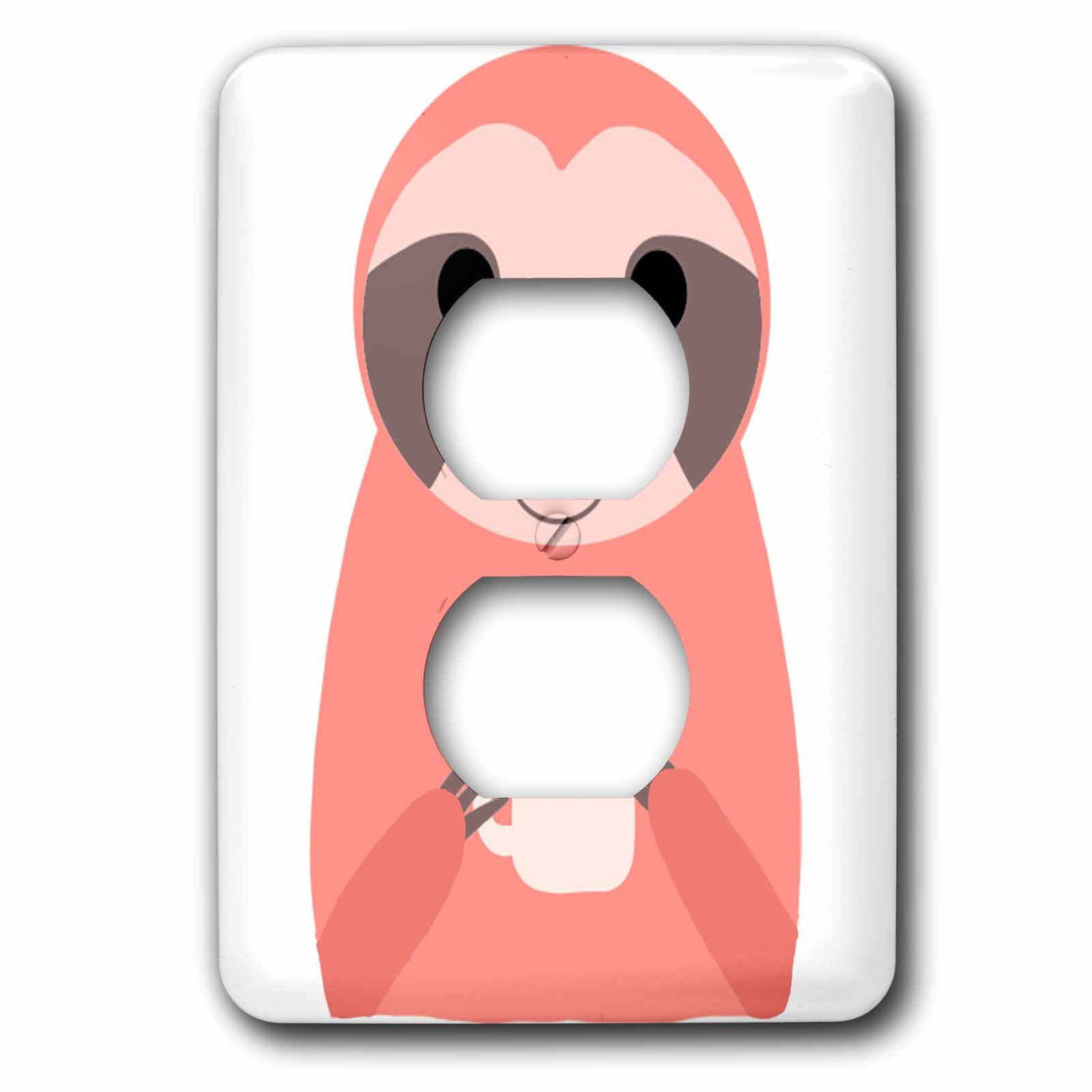 3dRose Silly funny pink sloth drinking a cup of hot coffee cartoon - 2 ...